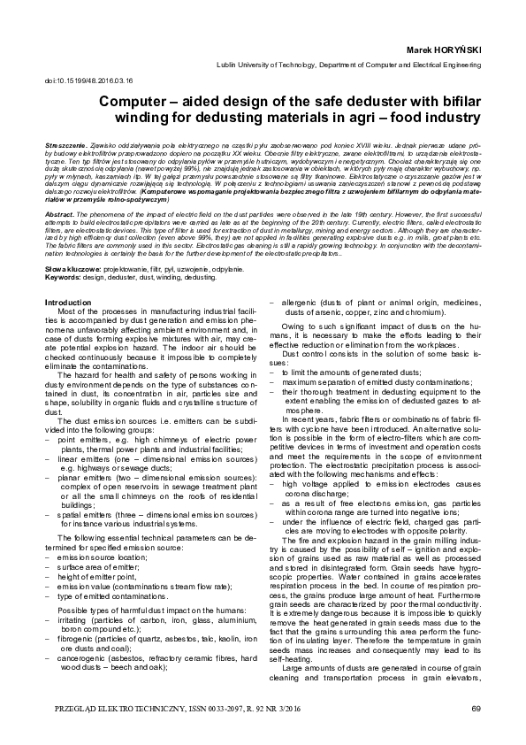 (PDF) Computer - aided design of the safe deduster with bifilar winding ...