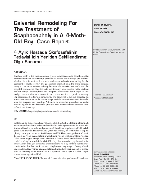 (PDF) Calvarial remodelling for the treatment of scaphocephaly in a 4 ...