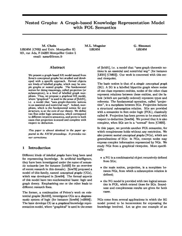 Pdf Nested Graphs A Graph Based Knowledge Representation Model With Fol Semantics
