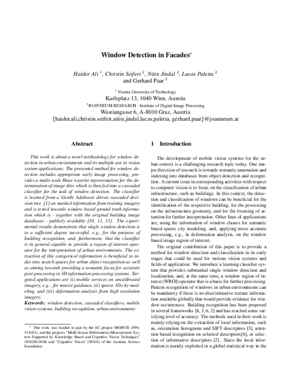 (PDF) Window Detection in Facades