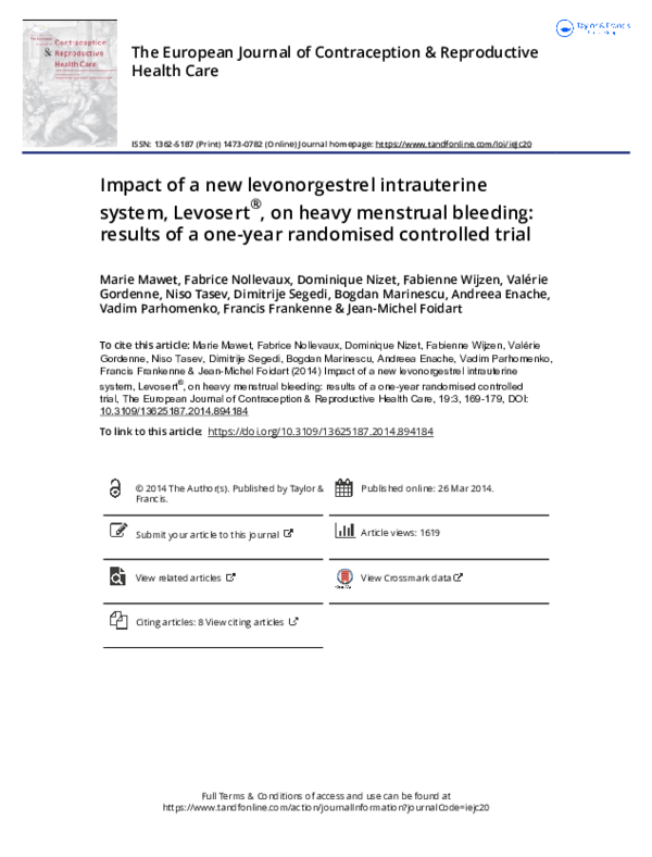 (PDF) Impact of a new levonorgestrel intrauterine system, Levosert ...