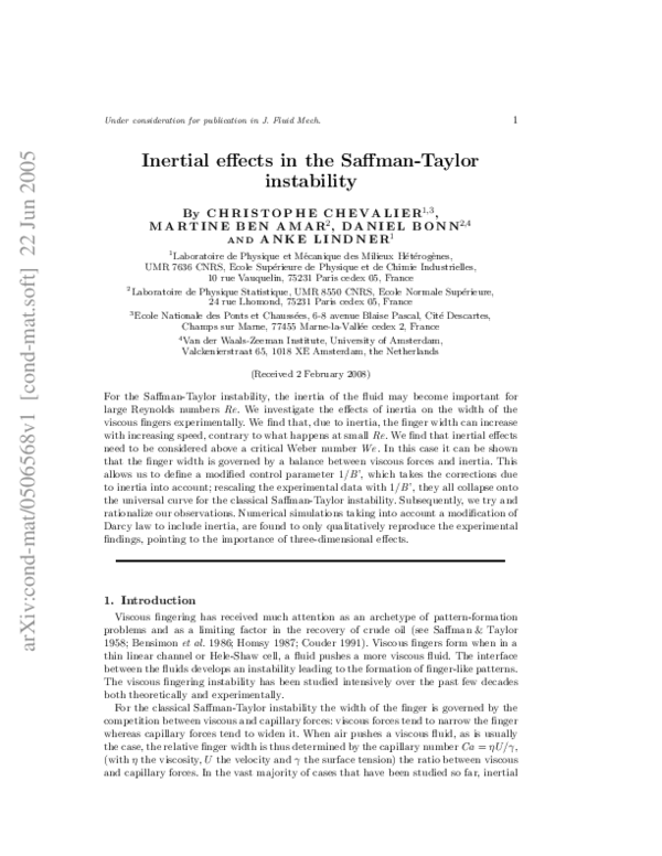 (PDF) Inertial effects in the Saffman-Taylor instability