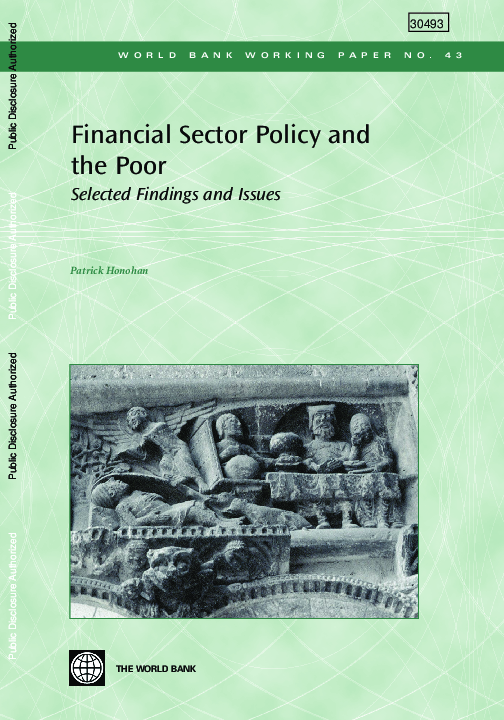 (PDF) Financial Sector Policy and the Poor: Selected Findings and Issues