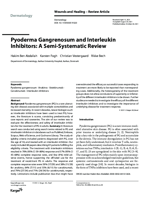 (PDF) Pyoderma Gangrenosum and Interleukin Inhibitors: A Semi-Systematic Review