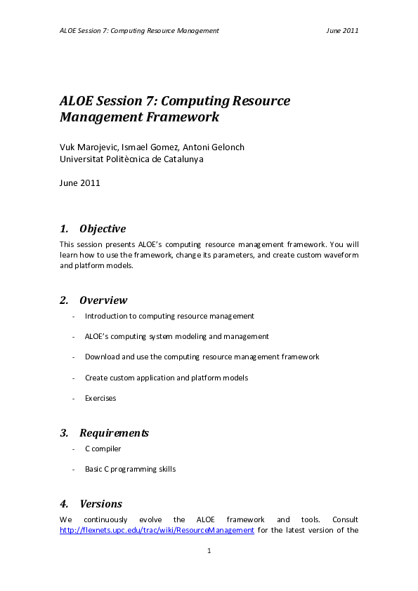 (PDF) ALOE Session 7: Computing Resource Management Framework