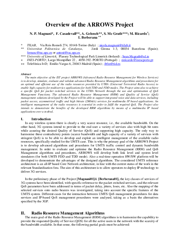 (PDF) Overview of the ARROWS Project