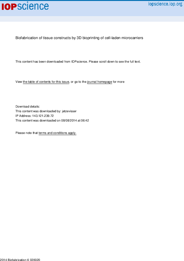 (PDF) Biofabrication of tissue constructs by 3D bioprinting of cell ...