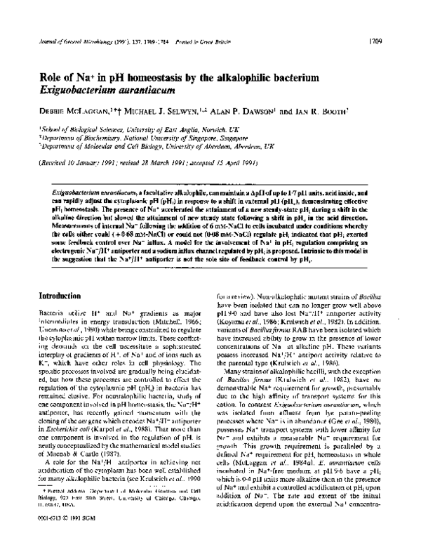 (PDF) Role of Na+ in pH homeostasis by the alkalophilic bacterium ...