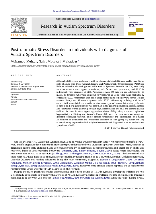 (PDF) Posttraumatic Stress Disorder in individuals with diagnosis of ...