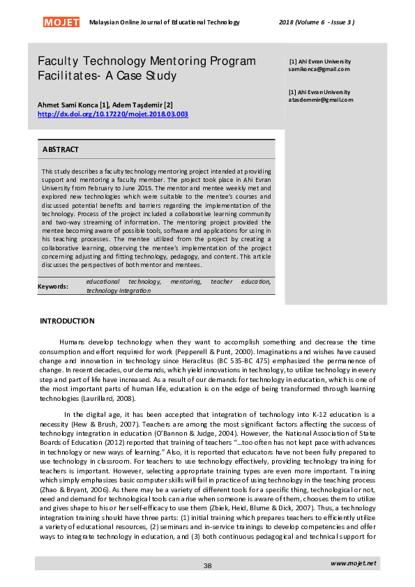 (PDF) Faculty Technology Mentoring Program Facilitates- A Case Study