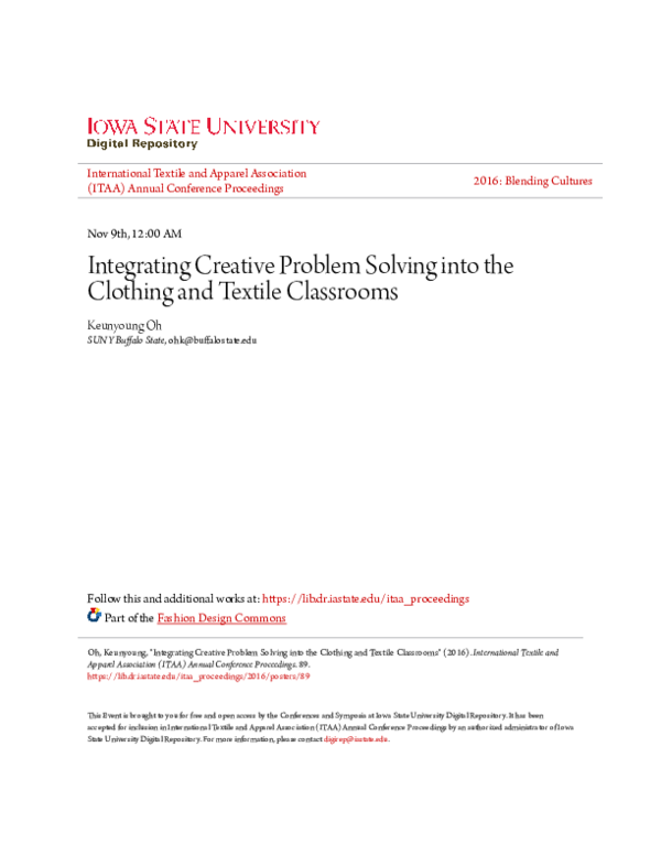 (PDF) Integrating Creative Problem Solving into the Clothing and ...
