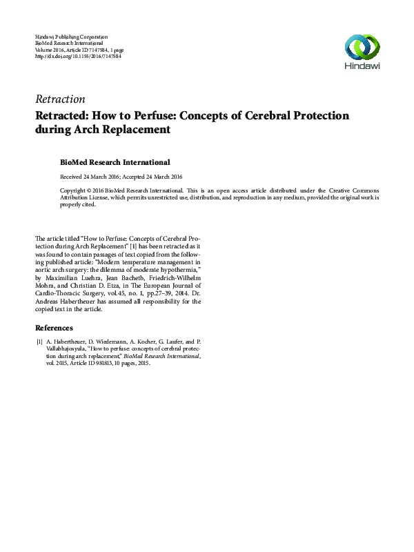 (PDF) How to Perfuse: Concepts of Cerebral Protection during Arch ...