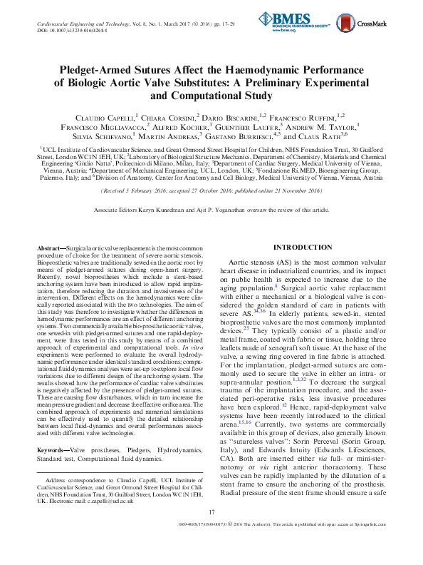 (PDF) Pledget-Armed Sutures Affect the Haemodynamic Performance of ...
