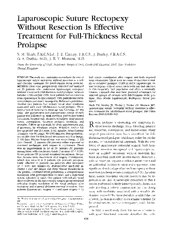 (PDF) Laparoscopic suture rectopexy without resection is effective ...
