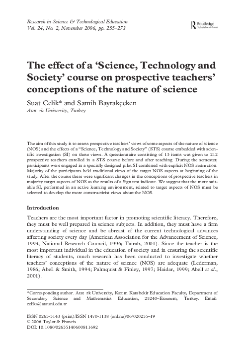 (PDF) The effect of a ‘Science, Technology and Society’ course on ...