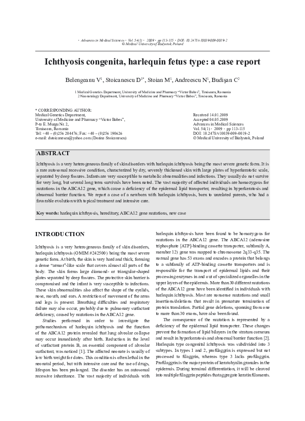 (PDF) Ichthyosis congenita, harlequin fetus type: a case report