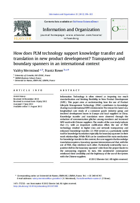 (PDF) How does PLM technology support knowledge transfer and ...