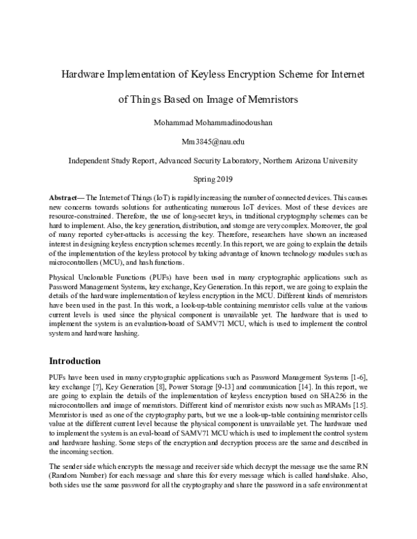 (PDF) Hardware Implementation of Keyless Encryption Scheme for Internet of Things Based on Image ...