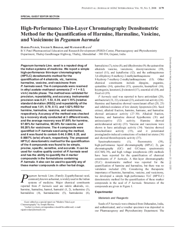 (PDF) High-Performance Thin-Layer Chromatography Densitometric Method for the Quantification of ...