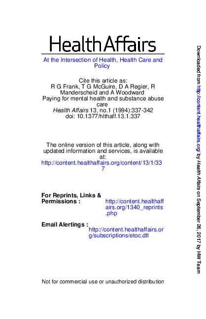 (PDF) Paying for mental health and substance abuse care | Ron ...