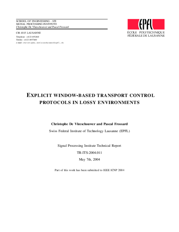 (PDF) Explicit window-based transport control protocols in lossy ...