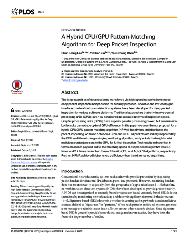 (PDF) A Hybrid CPU/GPU Pattern-Matching Algorithm for Deep Packet Inspection