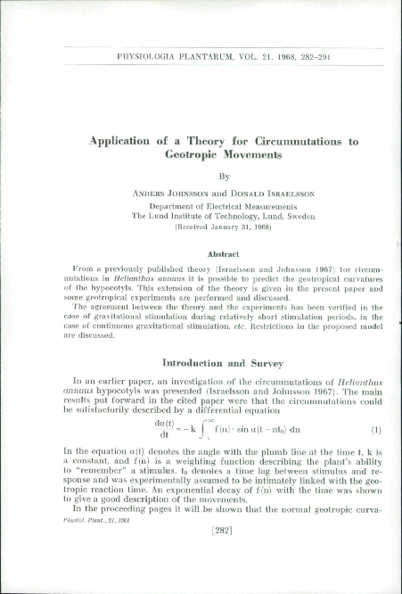 (PDF) Application of a Theory for Circumnutations to Geotropic ...