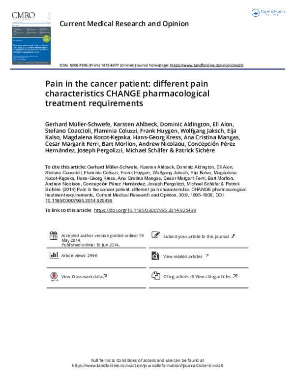 (PDF) Pain in the cancer patient: different pain characteristics CHANGE ...
