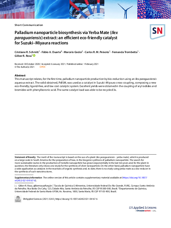 (PDF) Palladium nanoparticle biosynthesis via Yerba Mate (Ilex paraguariensis) extract: an ...