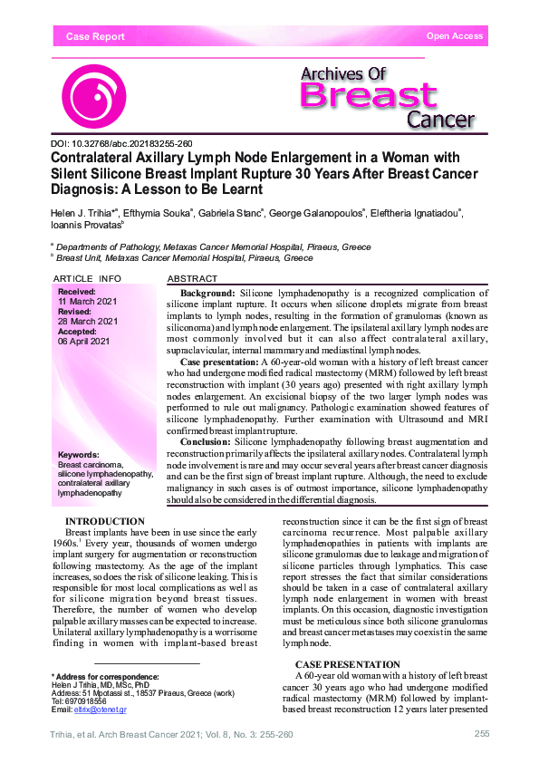 (PDF) Extracapsular rupture of a breast implant with contralateral ...