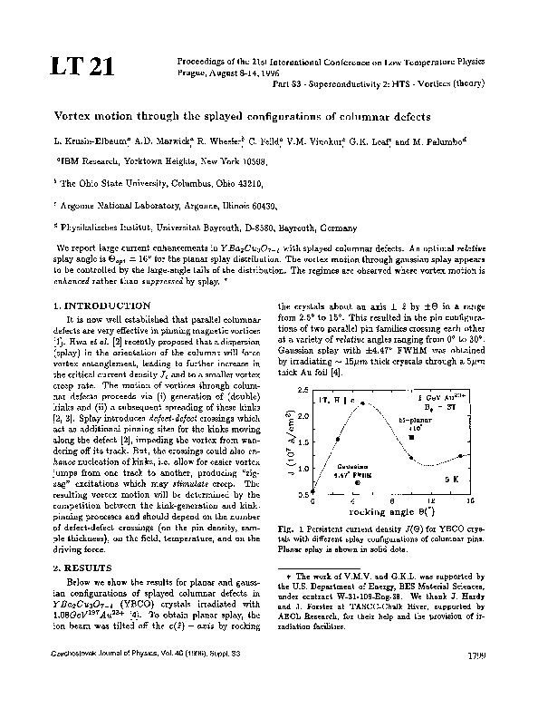 (PDF) Enhanced vortex motion in splayed defect configurations