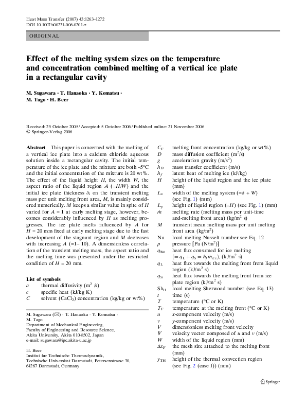 (PDF) Effect of the melting system sizes on the temperature and ...