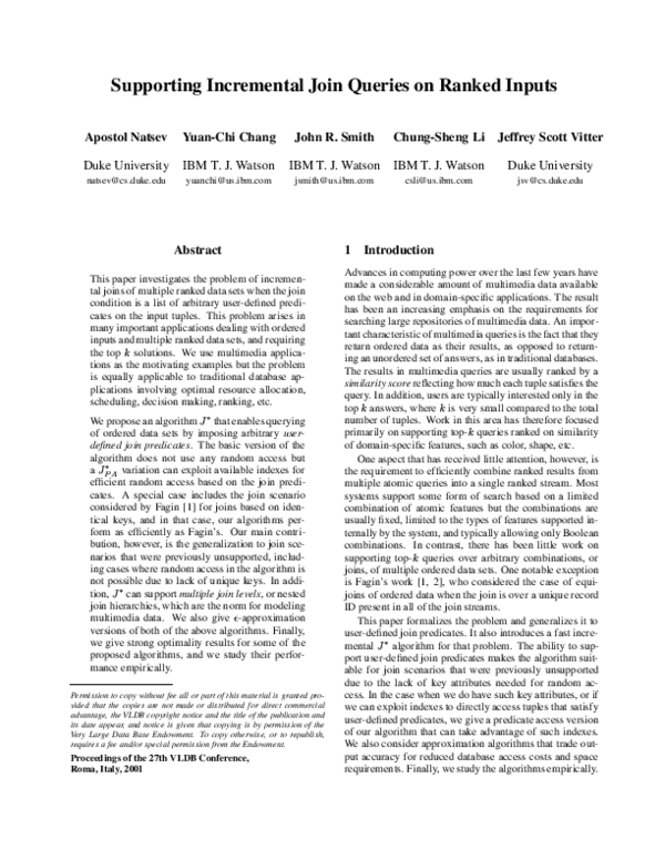 (PDF) Supporting incremental join queries on ranked inputs