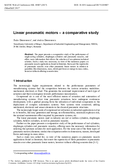 (PDF) Linear pneumatic motors – a comparative study