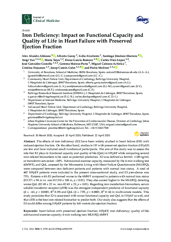 (PDF) Iron Deficiency: Impact on Functional Capacity and Quality of ...