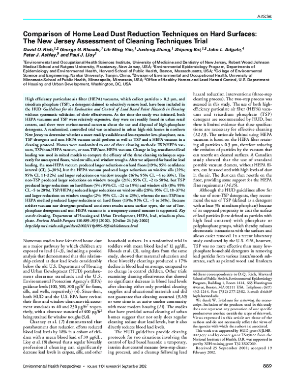 (PDF) Comparison of Home Lead Dust Reduction Techniques on Hard ...