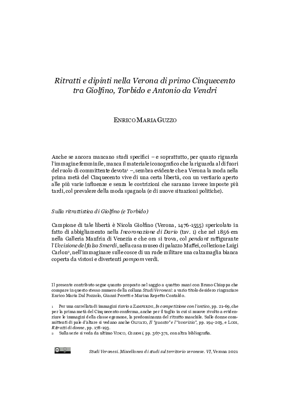 (PDF) Ritratti e dipinti nella Verona di primo Cinquecento tra Giolfino ...