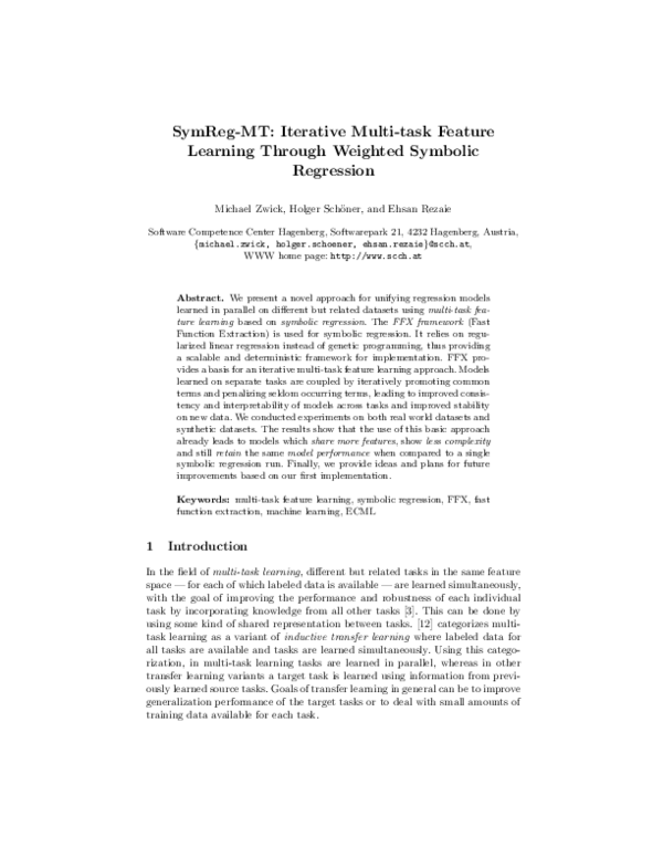 (PDF) SymReg-MT: Iterative Multi-task Feature Learning Through Weighted Symbolic Regression