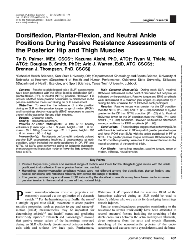 (PDF) Dorsiflexion, Plantar-Flexion, and Neutral Ankle Positions During ...