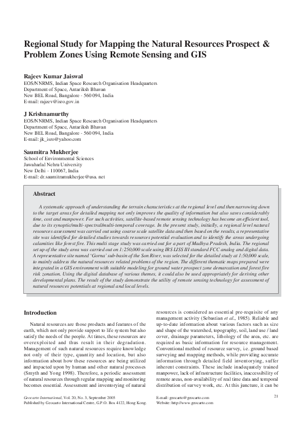 (PDF) Regional Study for Mapping the Natural Resources Prospect ...