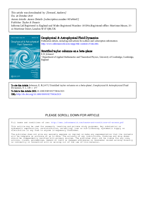 (PDF) Stratified taylor columns on a beta-plane