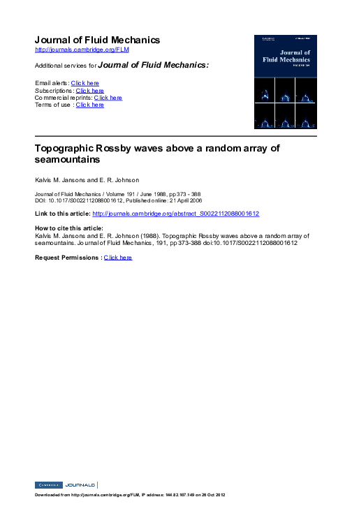 (PDF) Topographic Rossby waves above a random array of seamountains ...