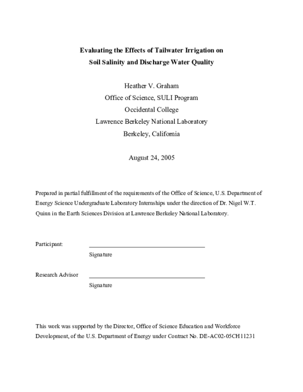 (PDF) Evaluating the Effects of Tailwater Irrigation on Soil Salinity ...