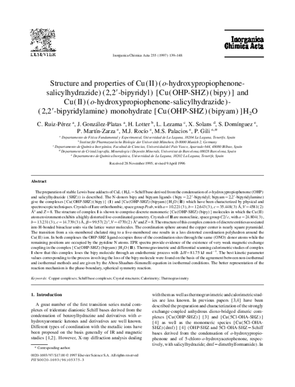 (PDF) Structure and properties of Cu(II)(o-hydroxypropiophenone ...