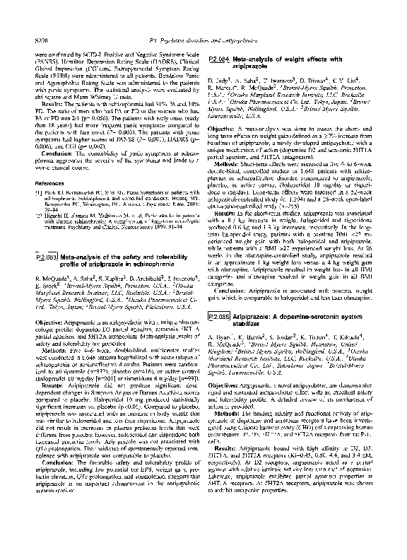 (PDF) Aripiprazole: A dopamine-serotonin system stabilizer