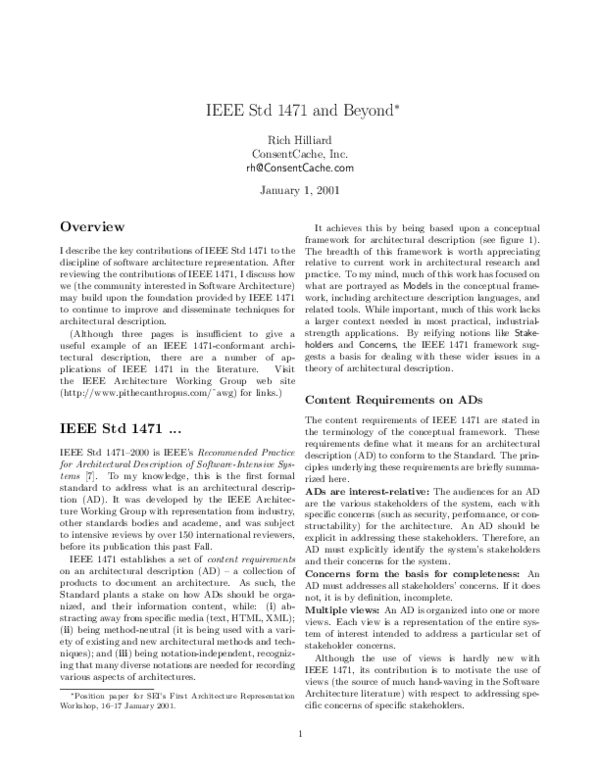 (PDF) IEEE Std 1471 and beyond