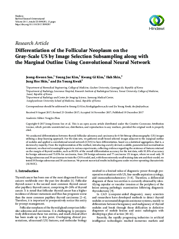(PDF) Differentiation of the Follicular Neoplasm on the Gray-Scale US by Image Selection ...
