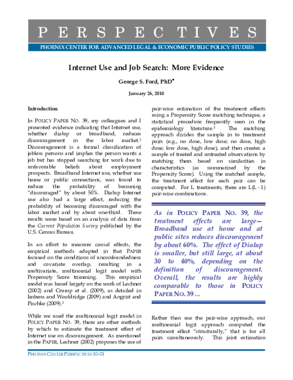 (PDF) Internet Use and Job Search: More Evidence
