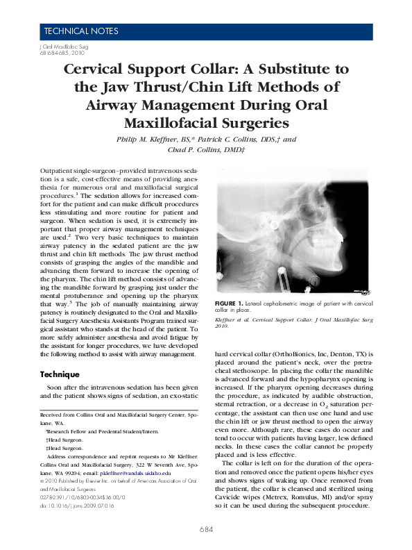 (PDF) Cervical Support Collar: A Substitute to the Jaw Thrust/Chin Lift ...