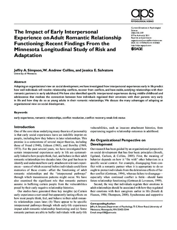 (PDF) The Impact of Early Interpersonal Experience on Adult Romantic ...